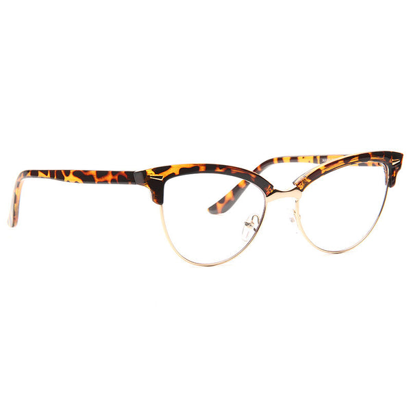 Evelyn Metal Frame Cat Eye Clear Glasses Cosmiceyewear